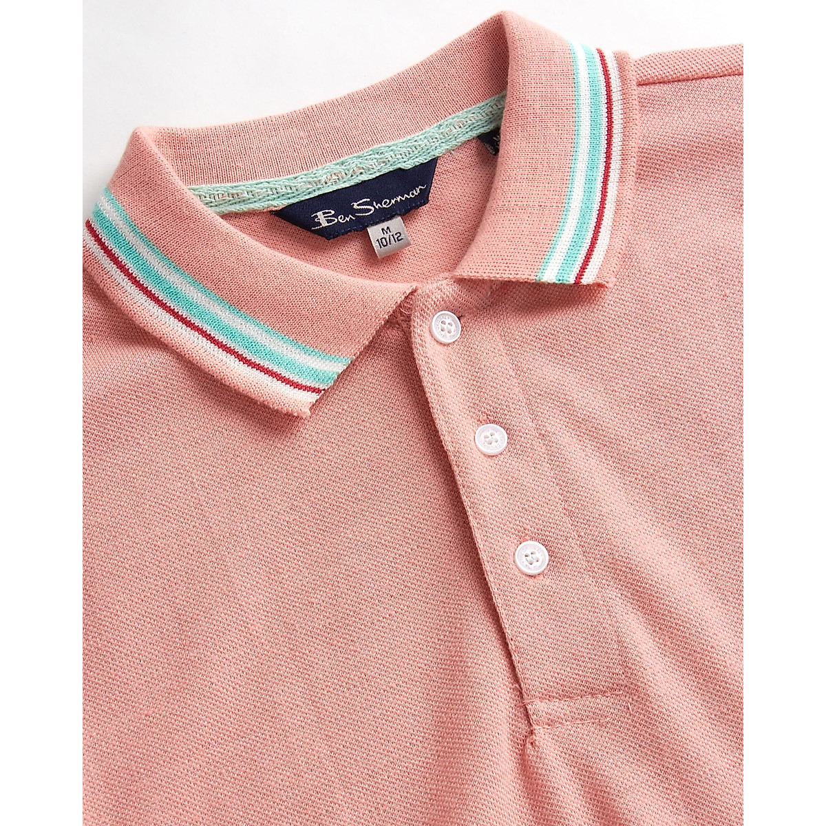Ben Sherman Boys' Polo Shirt - Classic Fit Short Sleeve Pique Polo - Comfort Stretch Golf Shirt for Boys (8-18), Size 10-12, Pink