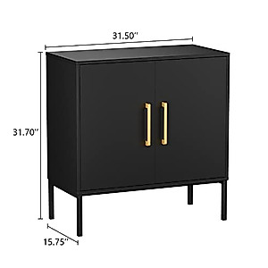CARPETNAL Siedeboard Buffet Cabinet, Black Side Storage Cabinet with Doors and Adjustable Shelves, Accent Cabinet for Kitchen, Living Room, Bedroom, Office, Hallway, Entryway