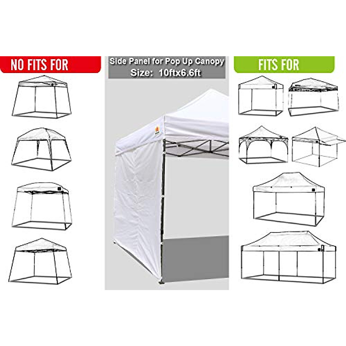 ABCCANOPY Instant Canopy SunWall 10x10 FT, 1 Pack Sidewall Only, White
