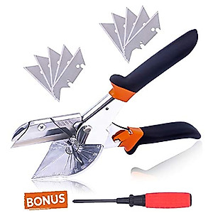 Tanzfrosch Multi Angle Miter Shear Cutter for Angular Cutting of Moulding and Trim from 45 to 135 Degree Hand Tools for Cutting Soft Wood Plastic PVC with 10 Replacement Blades (12 Pack)