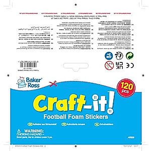 Baker Ross AR505 Soccer Foam Stickers - Pack of 120, for Kids' Crafts and Art Projects, Cards, Party Bags, and Ornaments