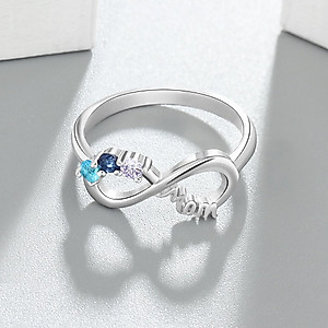 Lam Hub Fong Personalized Mothers Day Gifts Birthstone Rings for Women Mother Daughter Promise Rings for Her Custom Engagement Name Rings for Her Girlfriend Wife (3 Birthstones-2, 7)