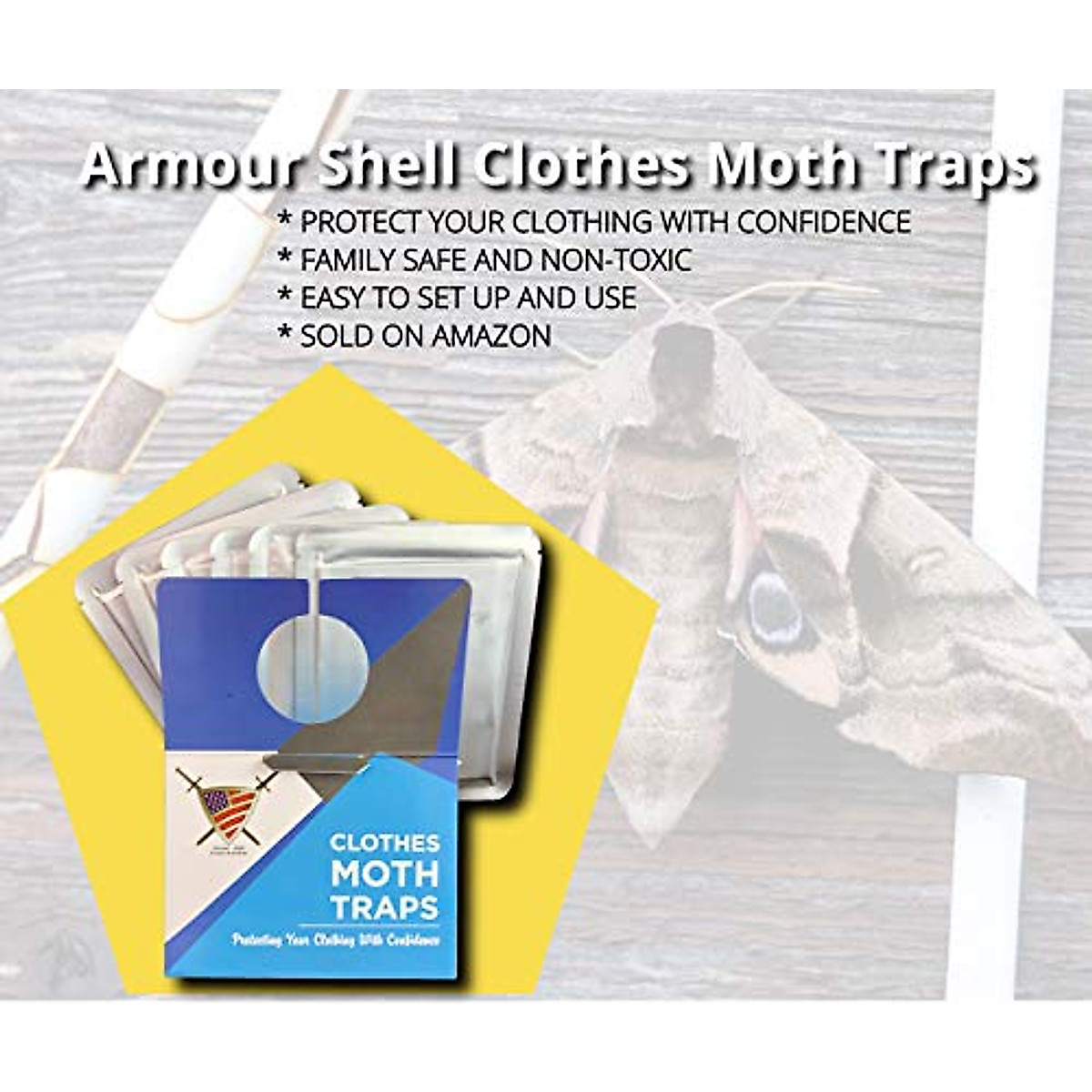 Moth Traps Closet Clothing - Clothes Moths Protection Trap with Unique Hanging Design (6 Traps)