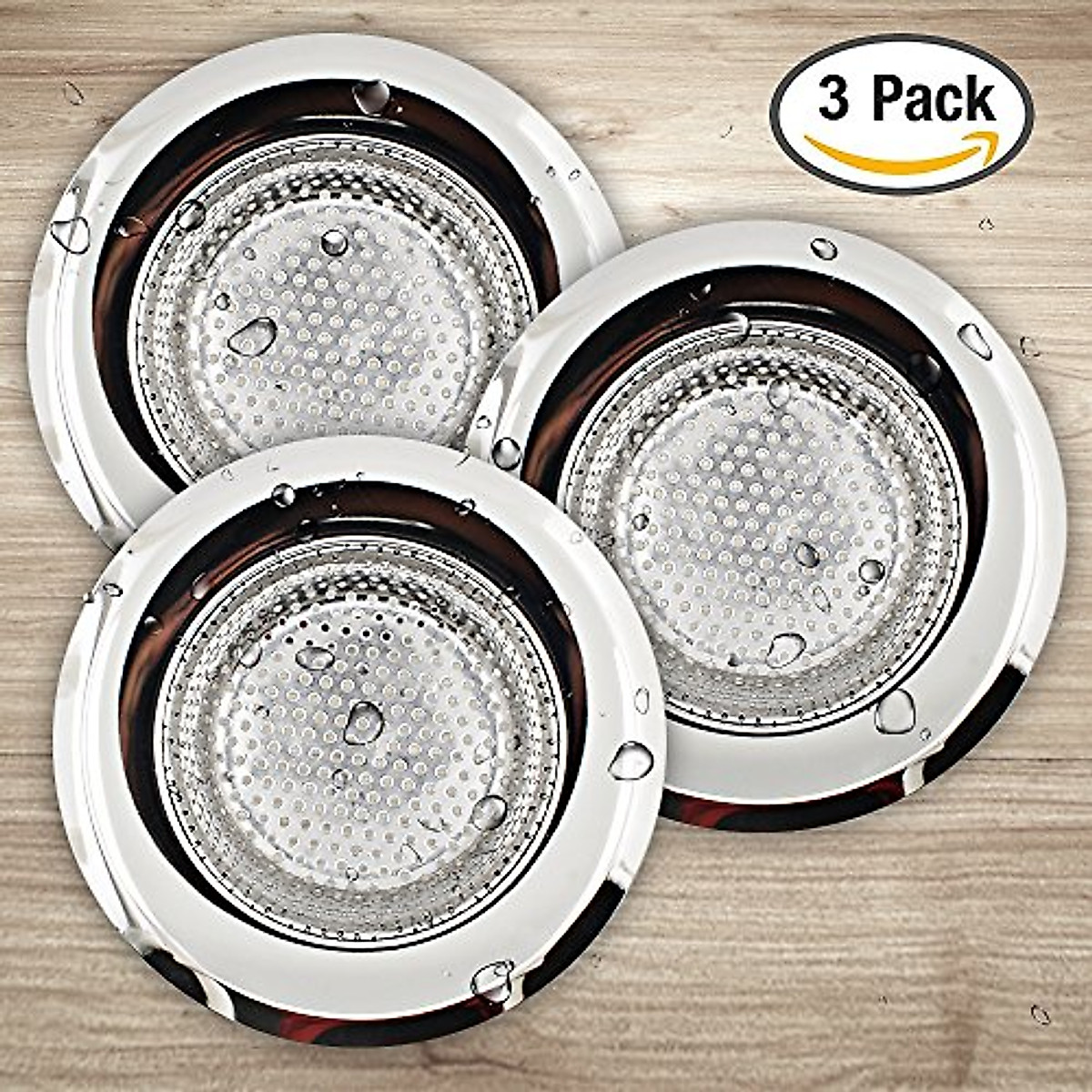 3 Pack Kitchen Sink Strainers, SENHAI 4.3" Diameter Stainless Steel Sink Hole Cover Basket for House Bathroom Kitchen Sinks, Anti-Clogging & Rust-Free & Corrosion-Free