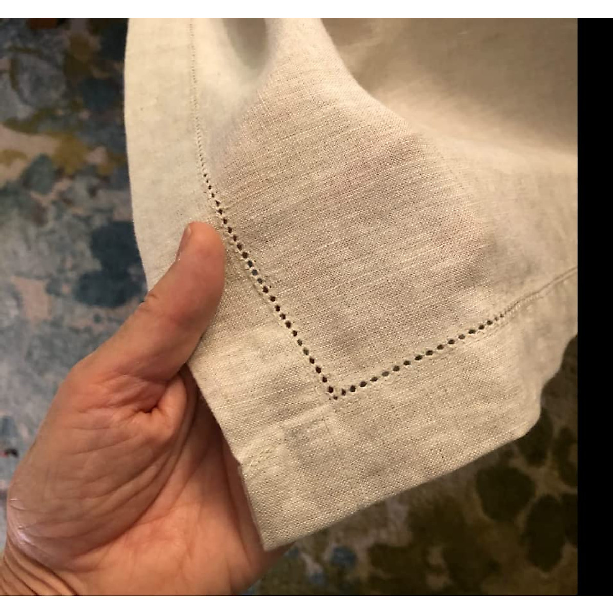 EVERLY Linen Hemstitch Tablecloth, 100% Stonewashed French Linen TableCloths for 6-Foot Rectangle Tables 60x84 Inches, Washable Thanksgiving Tablecloths, Decorative Halloween Table Cloth