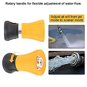 Hicello Fireman Hose Nozzle, Yellow Garden Hose Nozzle, High Pressure Sprayer Nozzle for Car Washing, Patio Cleaning, Watering Lawn and Garden, Universal Fit Garden Hoses