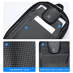 FENRUIEN Anti-Theft Hard Shell Backpack 15.6-Inch,Expandable Slim Business Travel Laptop Backpack for Men,Water-repellent Black Laptop Bag with USB Port