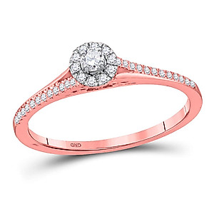 The Diamond Deal 10kt Rose Gold Womens Round Diamond Solitaire Bridal Wedding Engagement Ring 1/5 Cttw