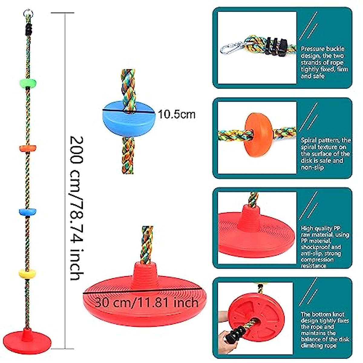 Puteraya 2 Pack Heavy Duty Tree Swing with Disc Swing Seat Playground Swing Set Climbing Rope with Platforms for Kids Outdoors Obstacle Course Jungle Gym Backyard Playground Accessories