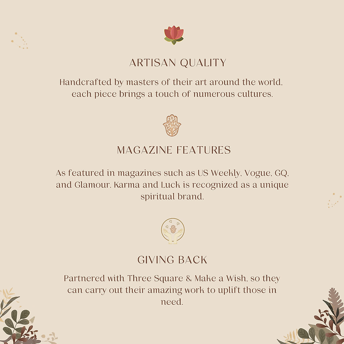 KARMA AND LUCK - Blessed Tranquility - Women's Real Tourmaline Stone 18K Gold Plated Multi Symbol Hamsa Hand OM Charm Adjustable Wrap Bracelet - Ready to gift for her