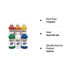 Colorations unisex child Tempera art paints, Assorted Set, 8 Fl Oz Pack of 6 US