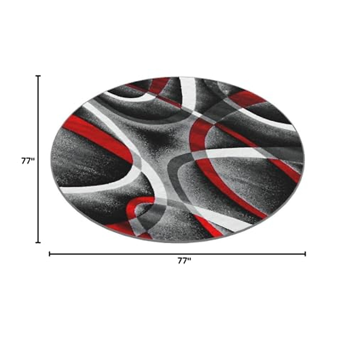 LUXE WEAVERS 2305 Gray Black Red White Swirls 6 feet 5 inch Diameter Modern Abstract Area Rug
