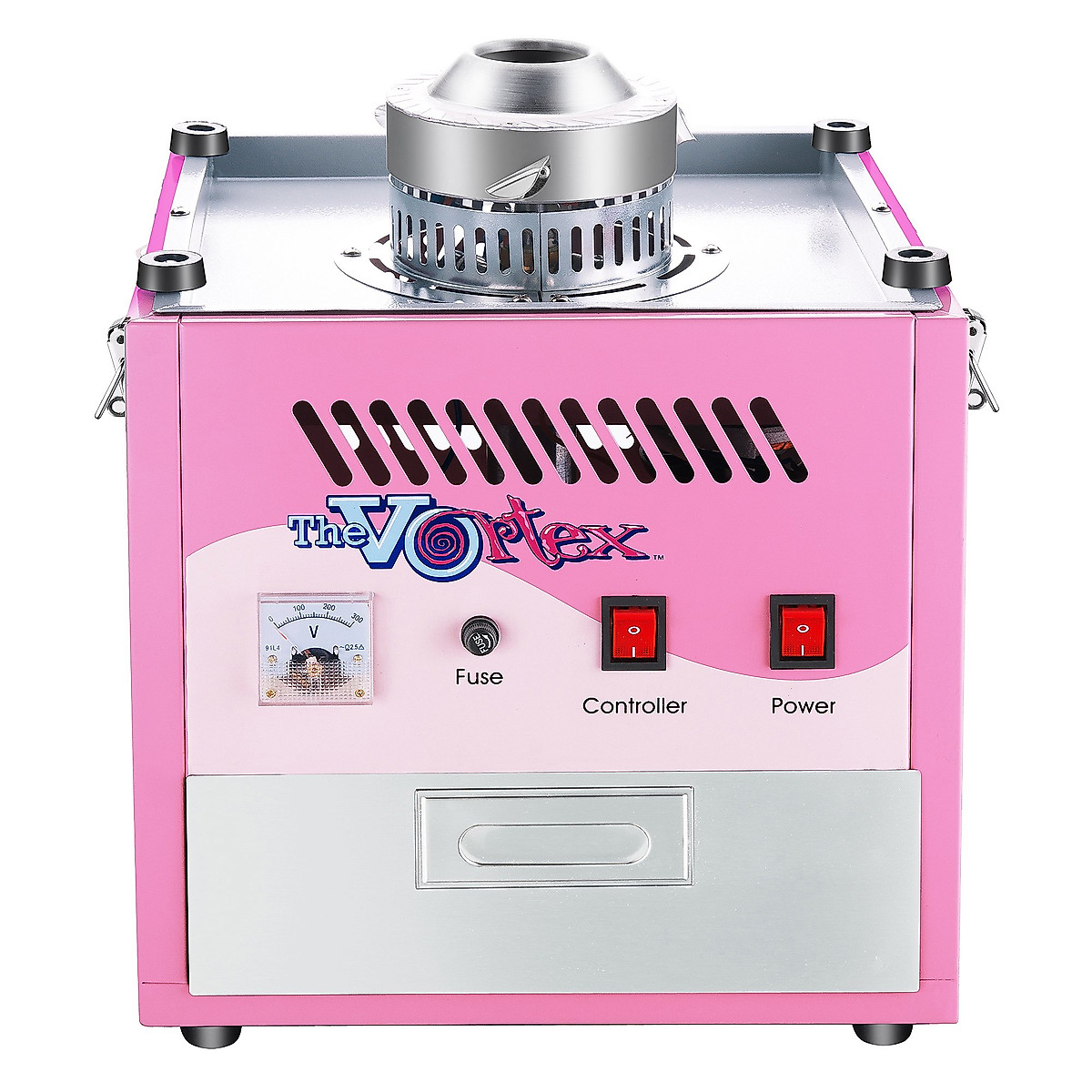 Cotton Candy Machine – 1000W Vortex Floss Maker with Stainless-Steel Pan - Uses Sugar or Hard Candy for Party Treat by Great Northern Popcorn (Pink)