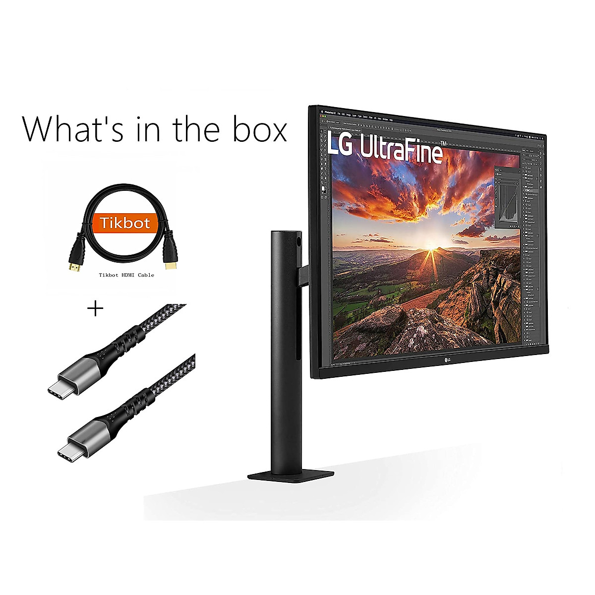LG Newest 32" Class Ultrafine UHD IPS Monitor with ErgoStand | 4K IPS Display with HDR 10 Compatibility | USB Type-C Connectivity | W/HDMI & USB Type-C Cables (Black)