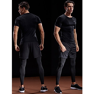 NELEUS Men's 3 Pack Compression Baselayer Athletic Workout T Shirts,5022,Black,Grey,White,3XL
