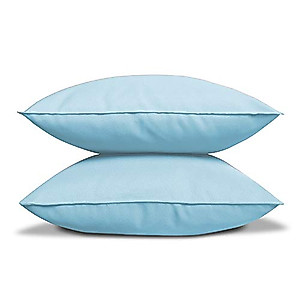 Outdoor Decorative Throw Pillow Pack of 2 Stuffed Throw Pillows UV Resistant Weather Resistant Complete Pillow with Polyester Fill Insert (Solid 18" x 18", Sky Blue)