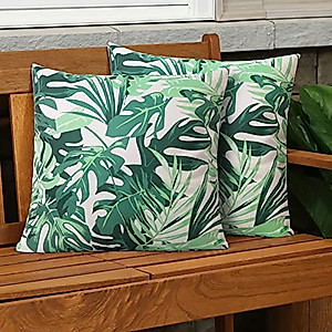 Pack 2 Tropical Outdoor Waterproof Pillow Covers 18x18 inch Patio Furniture Pillows for Couch Tent,Blue