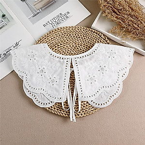 EVGVAT Women’s Detachable False Collar Little Shawl Fake Collar Half Shirt Neck Ruff Cape (Type 6,White)