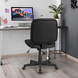 POWERSTONE Armless Office Chair Mid-Back Task Chair Swivel Ergonomic Small Desk Chair for Home Office Upholstered Low-Back Adjustable Black
