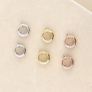 BERRICLE Sterling Silver Cubic Zirconia CZ Small Fashion Hoop Huggie Earrings for Women, Yellow Gold Flashed 0.5"