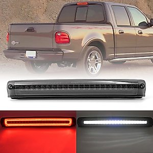 NSLUMO Led Third Brake Light Replacement for 1997-2003 F150 F250 2000-2005 F'ord Excursion Euro Smoked Lens Red LED Strobe 3rd Brake Center High Mount Stop Lamp White Cargo Light Kit OEM FO2890102