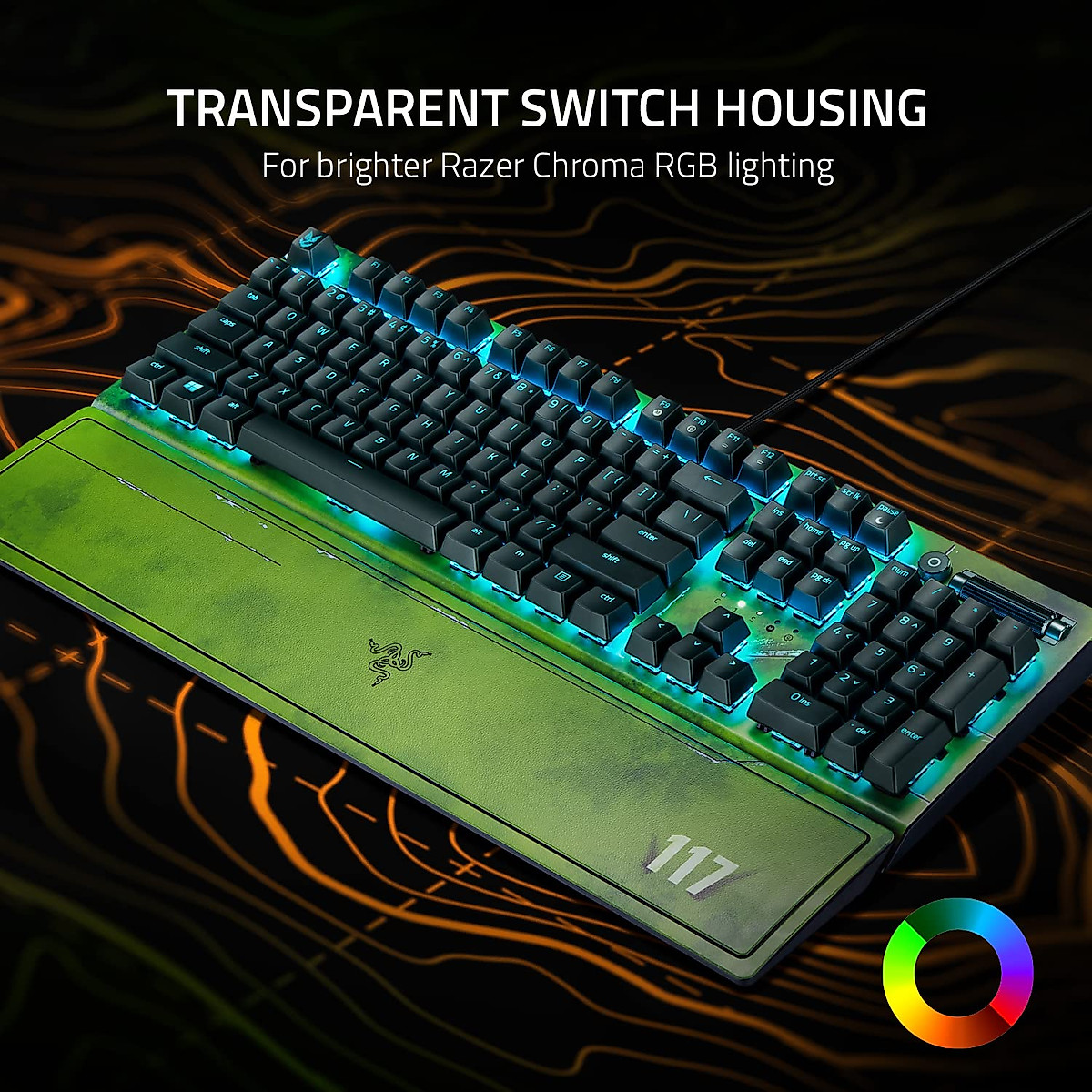 Razer BlackWidow V3 Mechanical Gaming Keyboard: Green Mechanical Switches - Tactile & Clicky - Chroma RGB Lighting - Compact Form Factor - Programmable Macros - Halo Infinite
