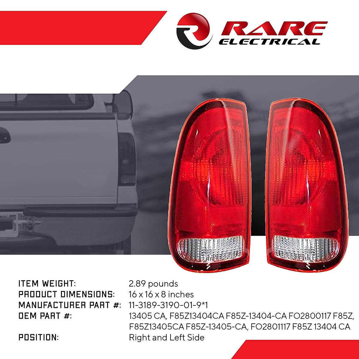 RAREELECTRICAL New Tail Light Pair Compatible With Ford F250 F350 Super Duty 99-07 Fo2801117 F85z 13404 Ca F85z13405ca F85z-13405-Ca F85z13404ca F85z-13404-Ca Fo2800117 F85z 13405 Ca