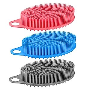 3 Set of Multifunctional Silicone Body Scrubber Loofah Soft and Skin-Friendly-,Easy to Clean,Scalp Massage ，Durable and Hygienic - Suitable for Various People and Pets (3 Count)