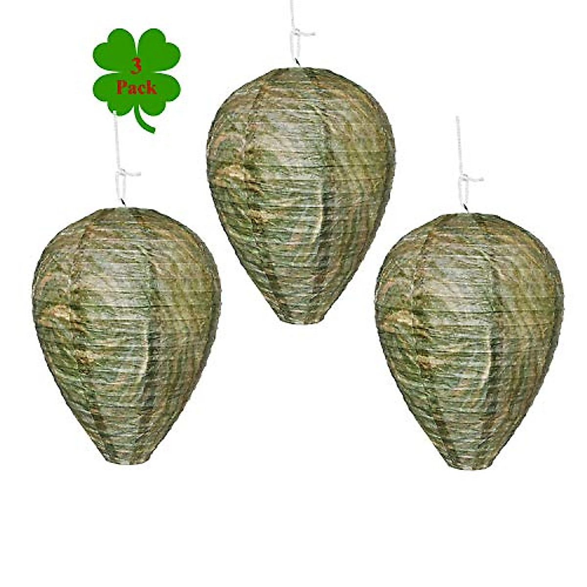 Outward Creations Wasp Nest Decoy - 3 Pack - Hanging Wasp Repellent and Deterrent- Safe Fake Trap