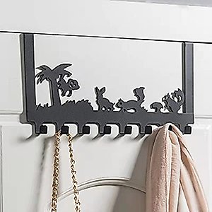 Over The Door Hook 2pcs Coat Hanger Rack Organizer, Black Heavy Duty 8 Hangers Heavy Duty Organizer for Coat Clothes Towels Bag Robes Ties Hats Scarves