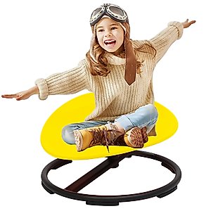 makarci Kids Sensory Swivel Chair - Spinning Chair for Autistic Kids, Toddlers & ADHD, Sit and Spin Toy for Autism Sensory Play, Body Coordination, and Relieving Motion Sickness(Yellow)