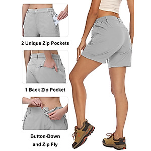 TBMPOY Womens 6" Hiking Cargo Shorts Quick Dry with Pockets Lightweight Work Golf Short Outdoor Active Summer for Women Light Grey XS