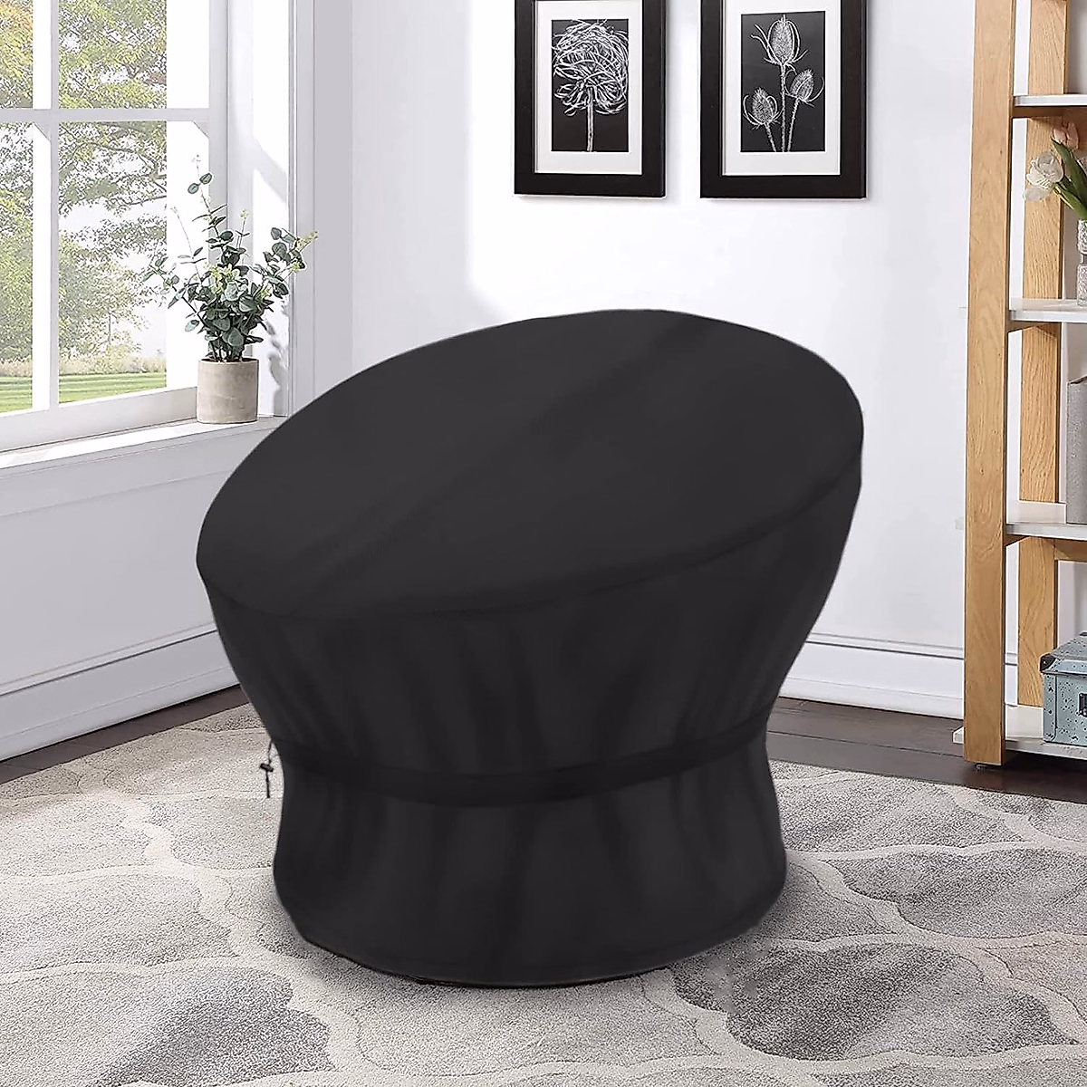 TORUTA Papasan Chair Covers 47" Black 420D Waterproof Material Patio Outdoor Furniture Wicker Saucer Rocking Swivel Chair Slip Covers Protection
