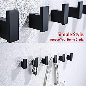 RANDOM Black Towel Hooks,Bathroom Hardware Accessories Hook SUS 304 Stainless Steel Matte Black Robe Hook for Bathroom Kitchen,Contemporary Style Wall Mounted 2 Pack.