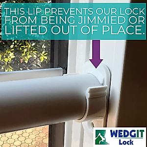 Wedgit Maxi Twist Tight Large Size Sliding Door Security Bar Extends 25 to 42”, Sliding Door Lock Bar to Keep Intruders from Getting in, Also Ideal for Sliding & Single Hung Windows, White