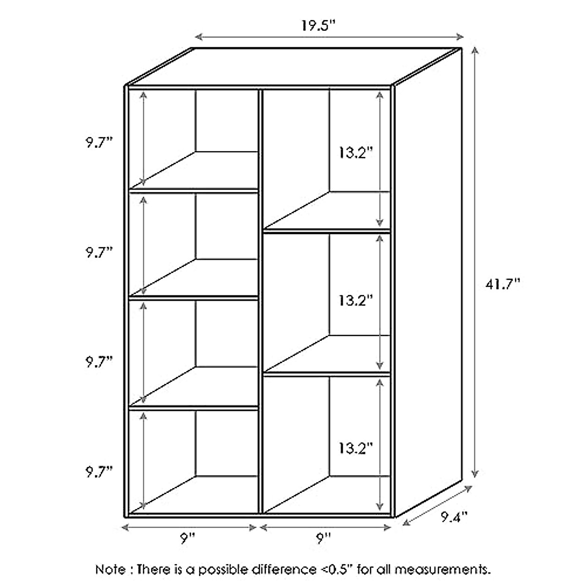 7-Cube Reversible Open Shelf Bookcase, White