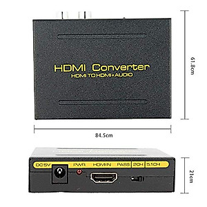 AGPtek HDMI to HDMI + SPDIF + RCA L/R Audio Extractor Converter (HDMI Input,HDMI+ Audio Output)