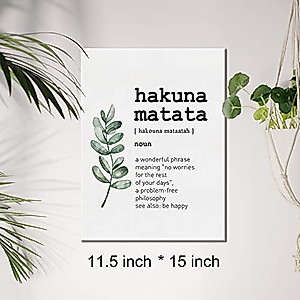 Canvas Wall Art Inspirational Hakuna Matata Word Definition Canvas Print Painting Home Wall Decor Framed Funny Gift 12x15 Inch