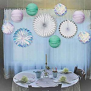 Iridescent Party Decorations Holographic Hanging Honeycomb Ball Fan Pompom Decor for Wedding Baby Shower Anniversary Bridal Shower Bachelorette Birthday Party Supplies
