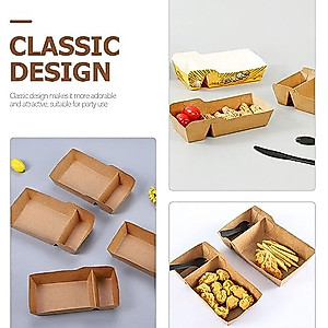 CALLARON Paper Food Container 50Pcs Kraft Paper Boxes Paper Candy Containers Paper Food Container for Cookies, Mini Pies, Cupcakes (Kraft Paper) Food Serving Boats