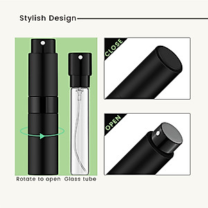 IRON BILL 5PCS/8ml Perfume Travel Refillable, Portable Perfume Atomizer Refillable, Empty Mini Size Spray Bottle for Men&Momen.（Matte Black