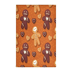 ALAZA Halloween Christmas Gingerbread Men Decorative Kitchen Dish Towels Set of 4,Soft and Absorbent Kitchen Hand Towels Home Cleaning Towels Dishcloths,18 x 28 Inch