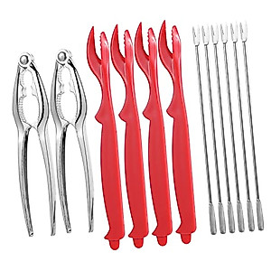 GANAZONO 12pcs Set Eating Crab Tool Set Serving Utensils Set Stainless Steel Forks Kitchen Utensil Sets Stainless Steel Crab Tools Metal Seafood Crackers Crab Eating Tools Seafood Fork Tool