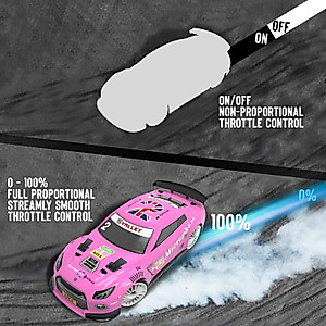 RACENT RC Drift Car - 1:14 Scale 4WD 15MPH Fasr Remote Control Toy for Boys Kids Adults with Drifting & Racing Tires, 2 Rechargeable Batteries (Pink)