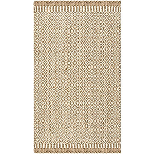 SAFAVIEH Natural Fiber Collection 4' x 6' Ivory NF182A Handmade Boho Farmhouse Fringe Jute Area Rug
