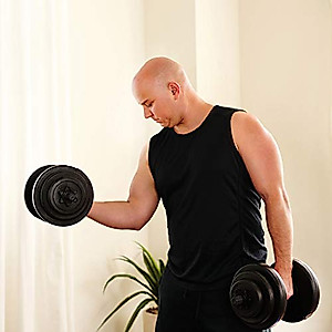 Sunny Health & Fitness Exercise Vinyl 40 Lb Dumbbell Set Hand Weights for Strength Training, Weight Loss, Workout Bench, Gym Equipment, and Home Workouts