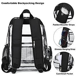 Mimfutu Heavy Duty Clear Backpack School Backpack, PVC Transparent Backpacks See Through Bookbag for Girls Boys Women Men (Black)