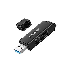 UGREEN SD Card Reader Portable USB 3.0 Dual Slot Flash Memory Card Adapter Hub for TF SD Micro SD SDXC SDHC MMC RS-MMC Micro SDXC Micro SDHC UHS-I for Mac Windows Linux Chrome PC Laptop