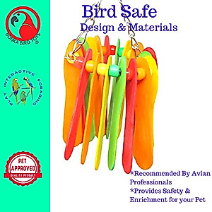 Bonka Bird Toys 1401 Spoon Circle Colorful Chew Parrotlet Beak Cockatiel Budgie Finch Parakeet Lovebird Quaker