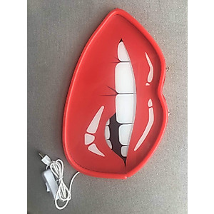 Neon Sign 14", Wall Decor Art LED Neon Light printing Women Red lips Home Decoration,Bedroom, Lounge, Office, led light decor sign Party Powered by USB (Red lips)